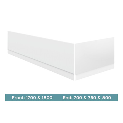 Modern Bathroom Gloss White Wooden Bath Panel Adjustable MDF Front Side ...