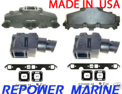 Exhaust Manifold & Riser Set, for Mercruiser 5.0 / 5.7L V8 350 MAG ...