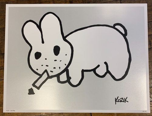 Frank Kozik - 1997 - Smoking Bunny ART Labbit S&N Artist Proof Silver ...