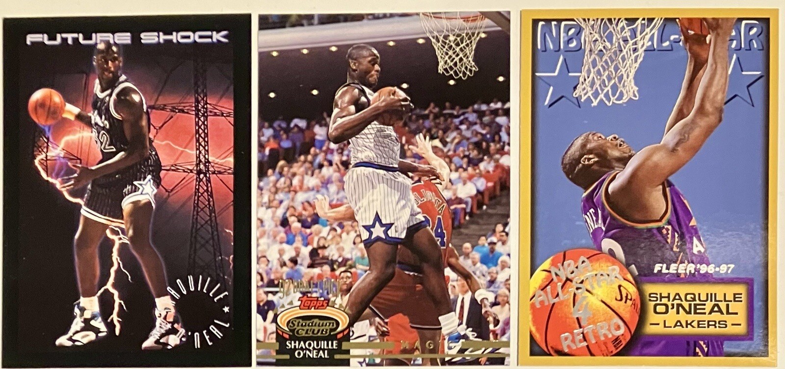 SHAQUILLE O'NEAL ROOKIE 1992-93 TOPPS STADIUM CLUB + Future Shock + All ...