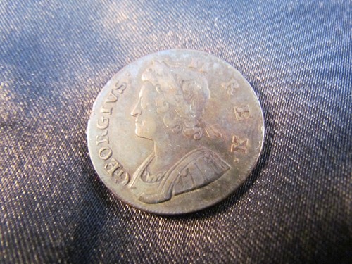 1/2 penny Georgius / Georgivs II Rex Britan 1738 jünger Kopf young head ...