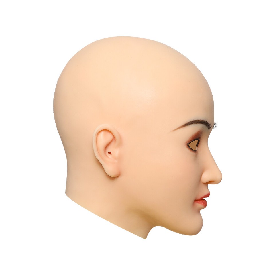 Realistic Silicone Female Mask Face Mask Disguise Headwear Crossdresser ...