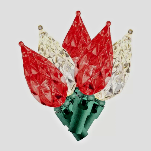 Red Warm White LED C6 Christmas String Lights 60 Bulbs 21 Ft Indoor ...