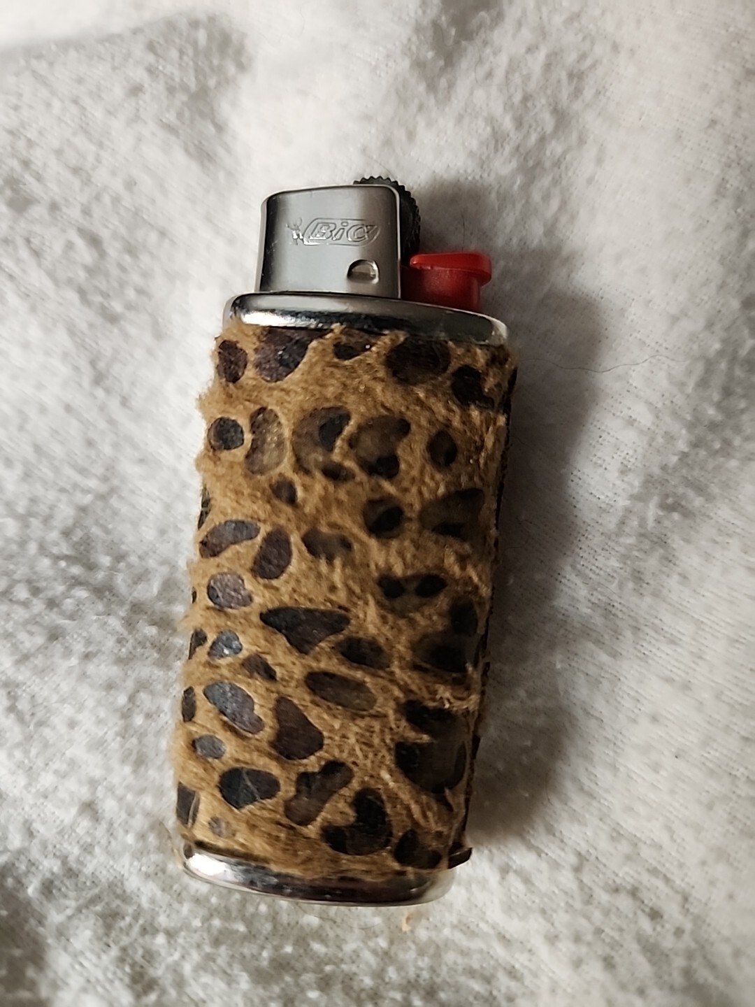 Vtg Lighter Case-Retro Sleeve Leopard Fuzzy Metal Cover Holder for Mini ...