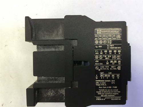 Telemecanique Lc1D1810 Contacotr 110 Volt Coil, 460Volt @ 10 Hp | eBay