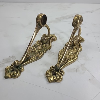 2 Vintage Solid Brass Foot Rail Bar Rail Support & End Cap 0.75 ...