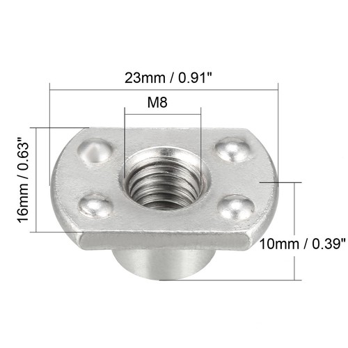 25Pcs Weld Nuts M8 Tab Base UNC Carbon Steel Machine Screw 4 Projection ...