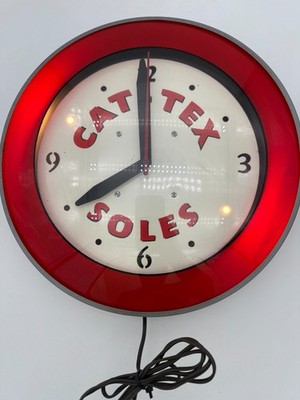 Vintage Cat-Tex Soles Advertising Clock WORKS GREAT | eBay