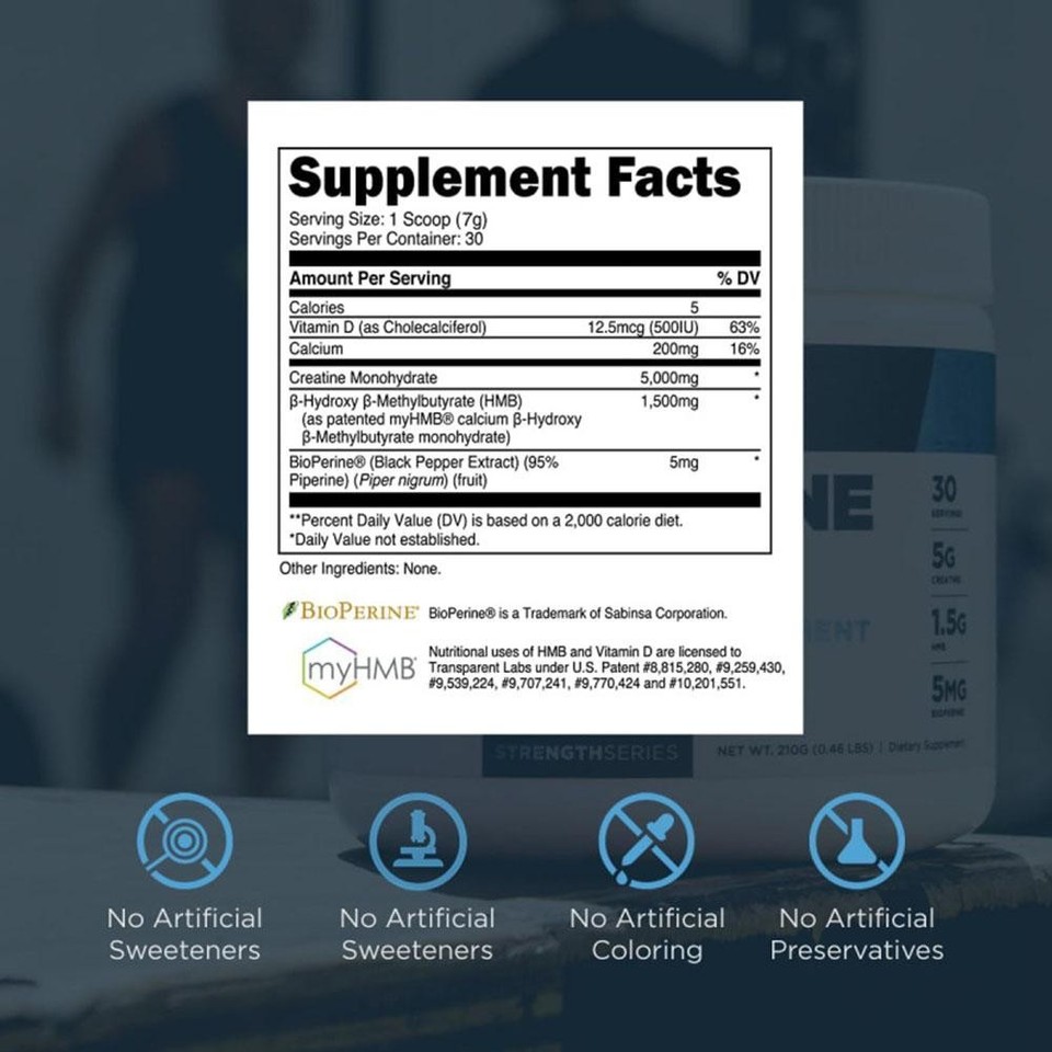 Transparent Labs Creatine HMB - Creatine Monohydrate Powder w/HMB ...