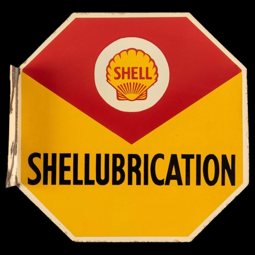 PORCELAIN SHELL ENAMEL SIGN 18X18 INCHES DOUBLE SIDED WITH FLANGE | eBay