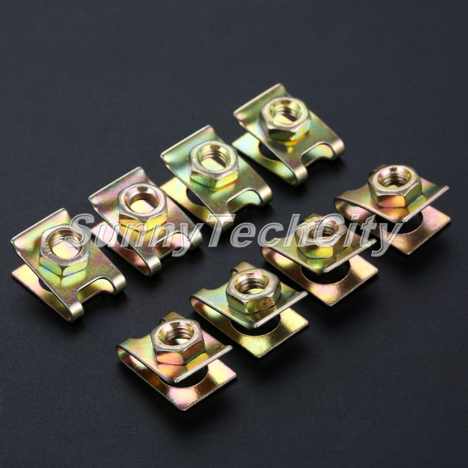 20x 6mm Car License Plate Fastener Buckle Metal Screw Nut U-Type Clips ...