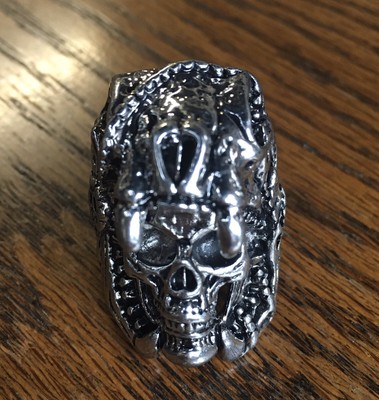 Stainless Steel Huge Large Skull Motorcycle Biker Ring US 13 Gothic ...