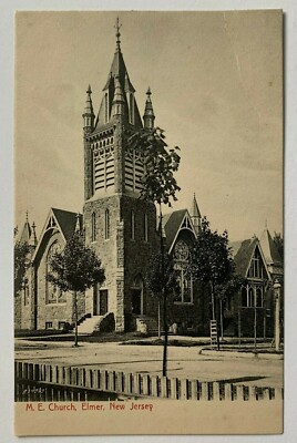 NJ Postcard Elmer New Jersey Salem County M.E. Church building view ...