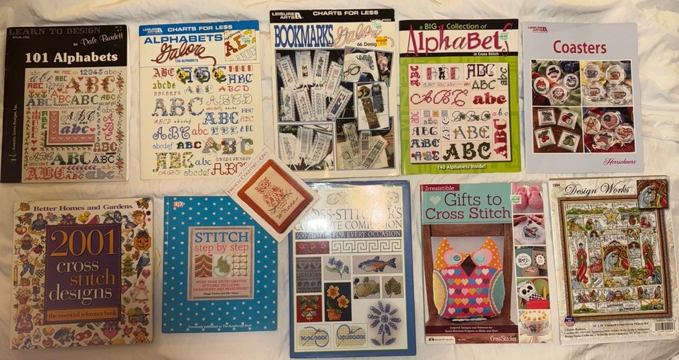 Cross Stitch Alphabet & Pattern Book Lot (10) Better Homes, DK ...