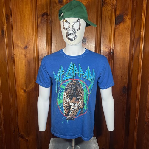 Def Leppard M Blue Rock Band Tee Jaguar Graphic Short Sleeve Cotton ...