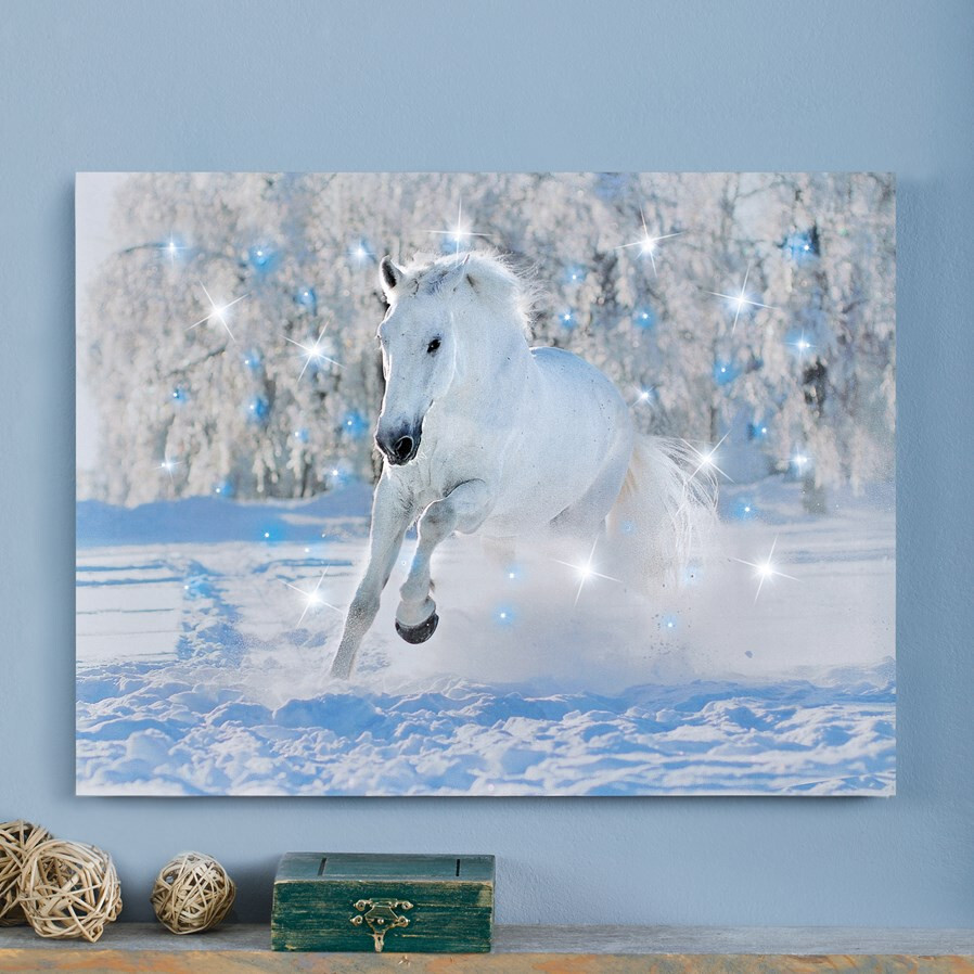 Lighted Canvas Art Horses 7 Running Horses With Led Frame At
