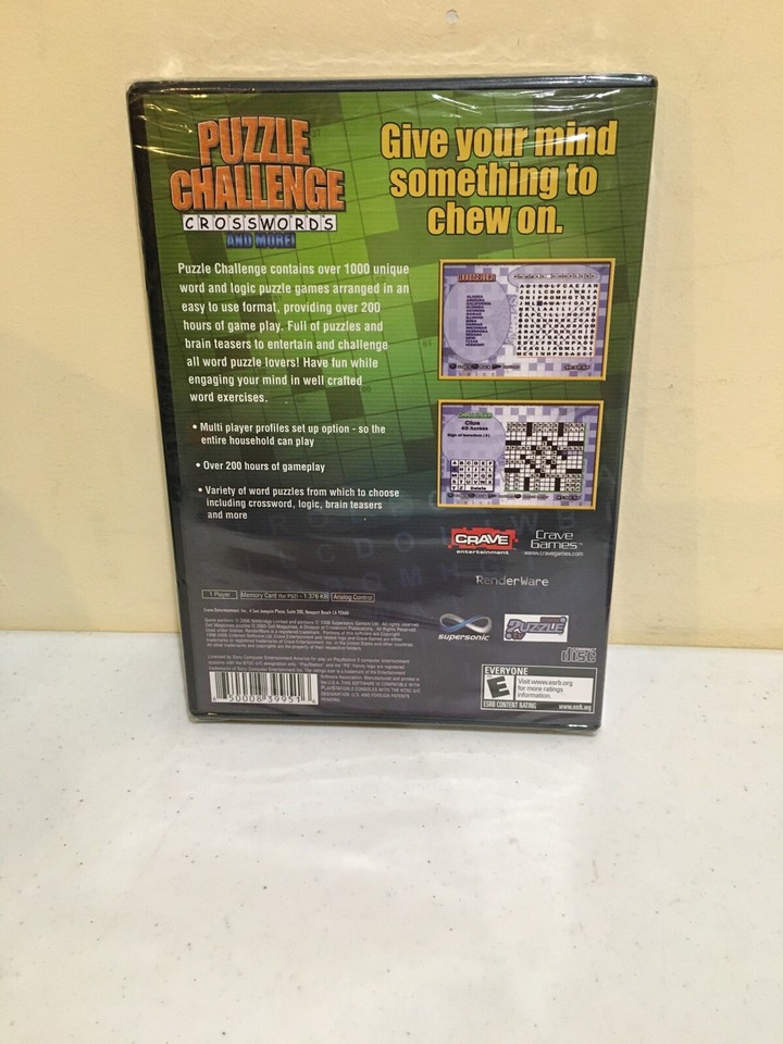 Puzzle Challenge: Crosswords and More (Playstation 2, PS2, 2006) Brand ...