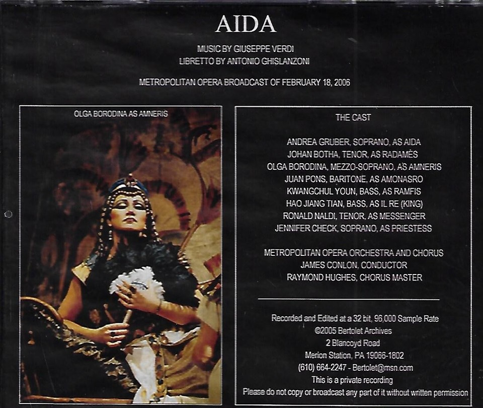 Giuseppe Verdi: Aida (CD, 4-Discs, Bertolet Archives) | eBay