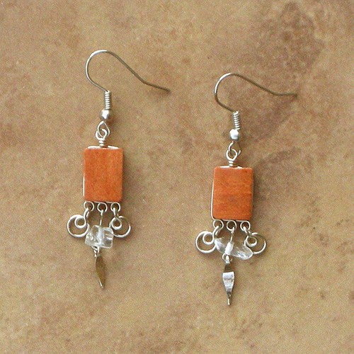 Hand-Crafted Orange Jasper Natural Stone Dangle Earrings-Made In Peru ...