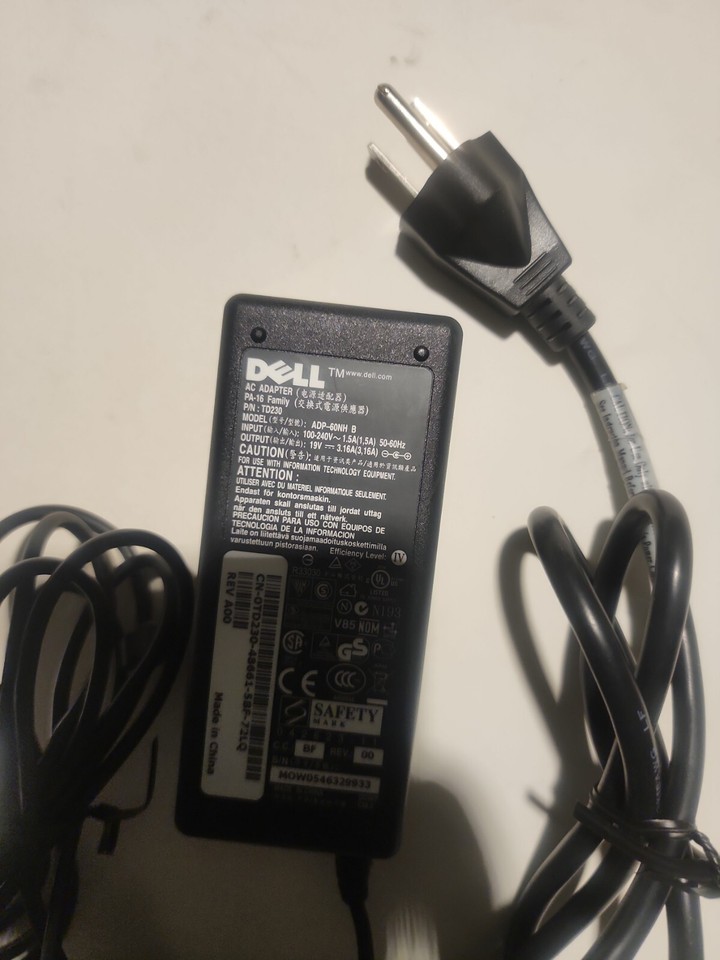 DELL Genuine 60W PA-16 ADAPTER F9710 PA-1600-06D1 PA-1600-06D2 TD231 | eBay