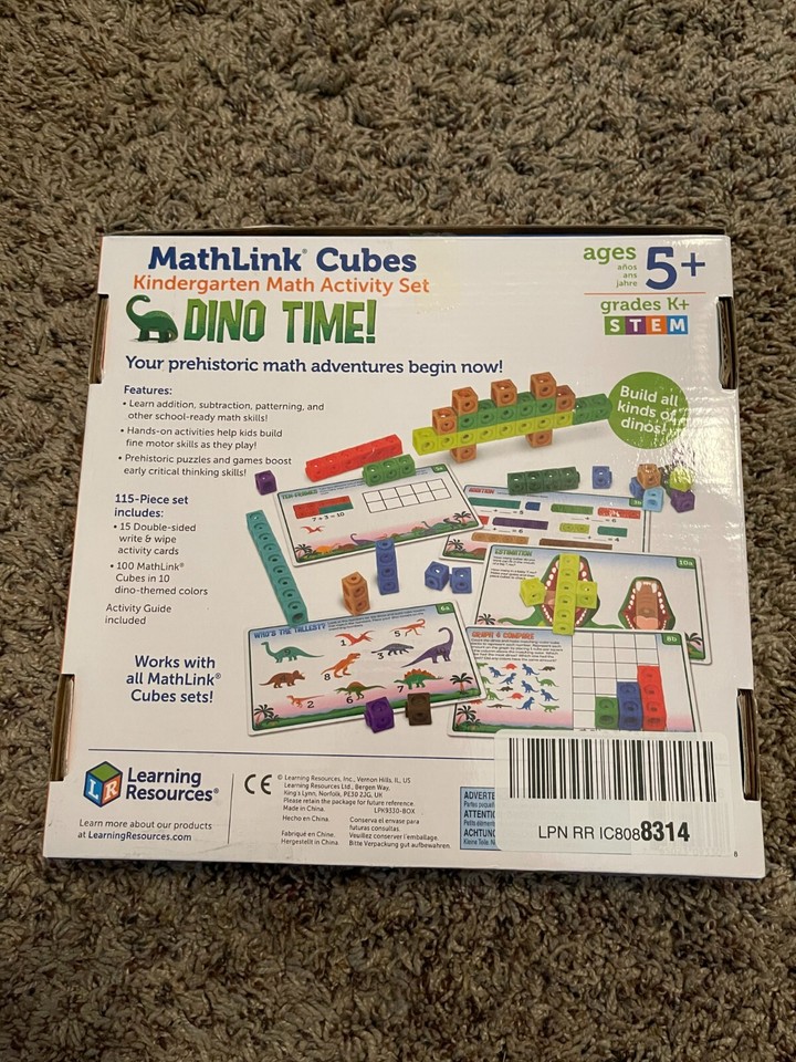Learning Resources MathLink Cubes Kindergarten Math Activity Set: Dino ...