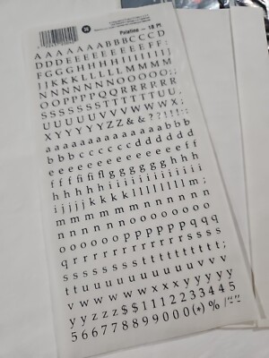 Geotype Palatino - 18pt Black Transfer Letters / Rub On Letters | eBay