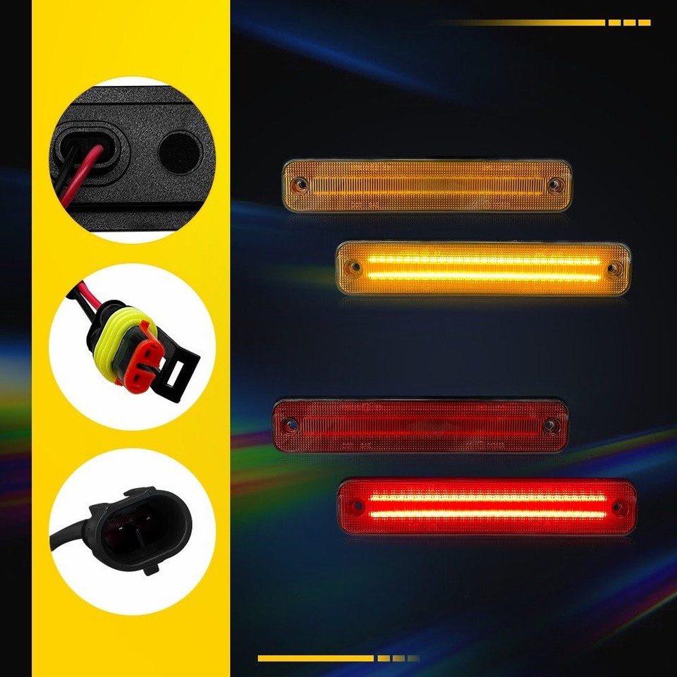 4X Front Rear Amber Red LED Side Marker Lights For Hummer H2 2003-2009 ...