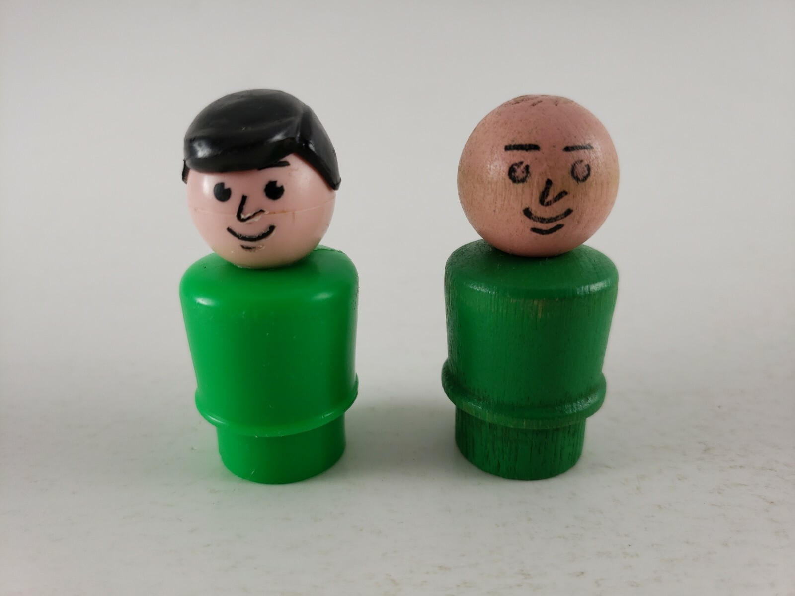 Lot Of Two Vintage Little People Green One Wood One Plastic | eBay