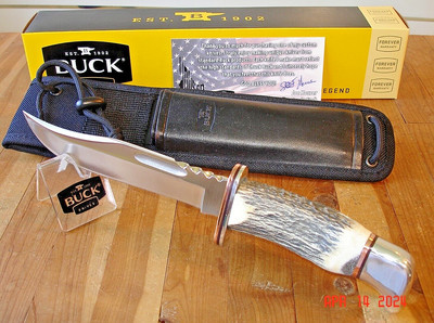 JOE HOUSER CUSTOM BUCK KNIFE 619 / 119 SPECIAL 1990 425M BLADE CURVED ...