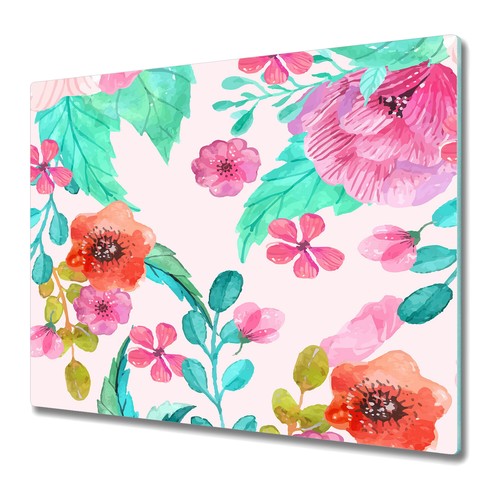 Glass Induction Ceramic Hob Cover Beautiful floral Pink Subtle and soft ...