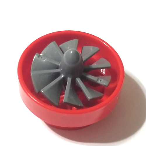 LEGO Technic Engine Head Mount (Red) with 10 Blade Dark Bluish Gray Jet ...