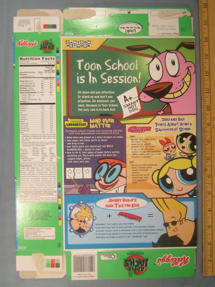 2003 MT KELLOGG'S Cereal Box Apple Jacks BLUE CARROT SHAPES Johnny ...