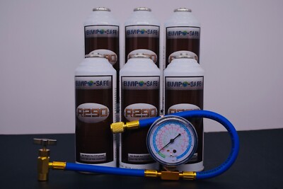 R290-Refrigerant, Inverted Piercing, 8oz cans, Brass Gauge, 6 cans ...