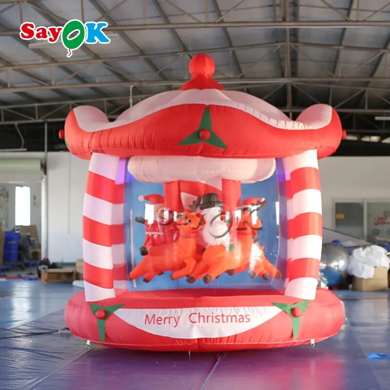 Christmas Inflatable Merry-go-round Carousel Decoration Mini Fairground ...