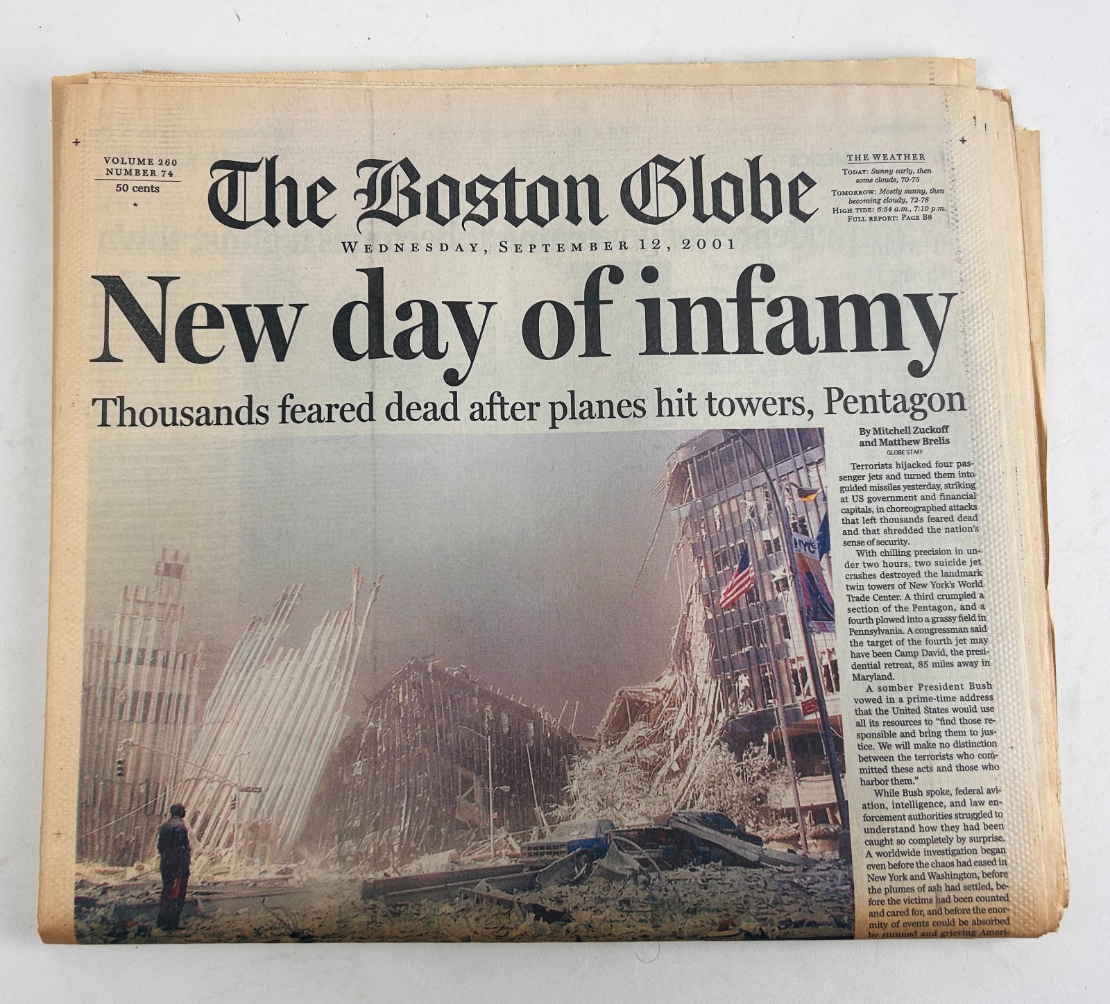 Boston Globe Newspaper, September 12, 2001, 9/11 Coverage | eBay UK
