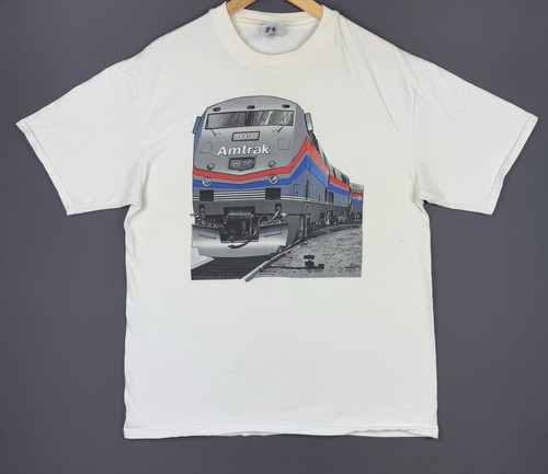 Vintage Y2K Amtrak Train USA Art Graphic Promo Rare Hanes White Shirt ...