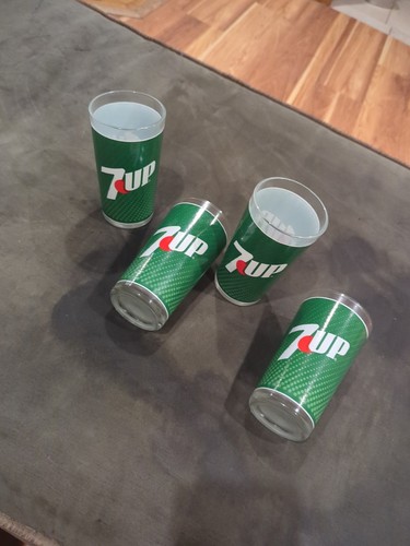 Vintage 7up Red Spot Drinking Glass Cup Wrap Around Logo 5” Set 4 | eBay