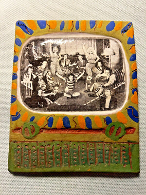 OOAK Art Pottery Tile original signed Angelica Pozo 1993 Photo TV FUN ...