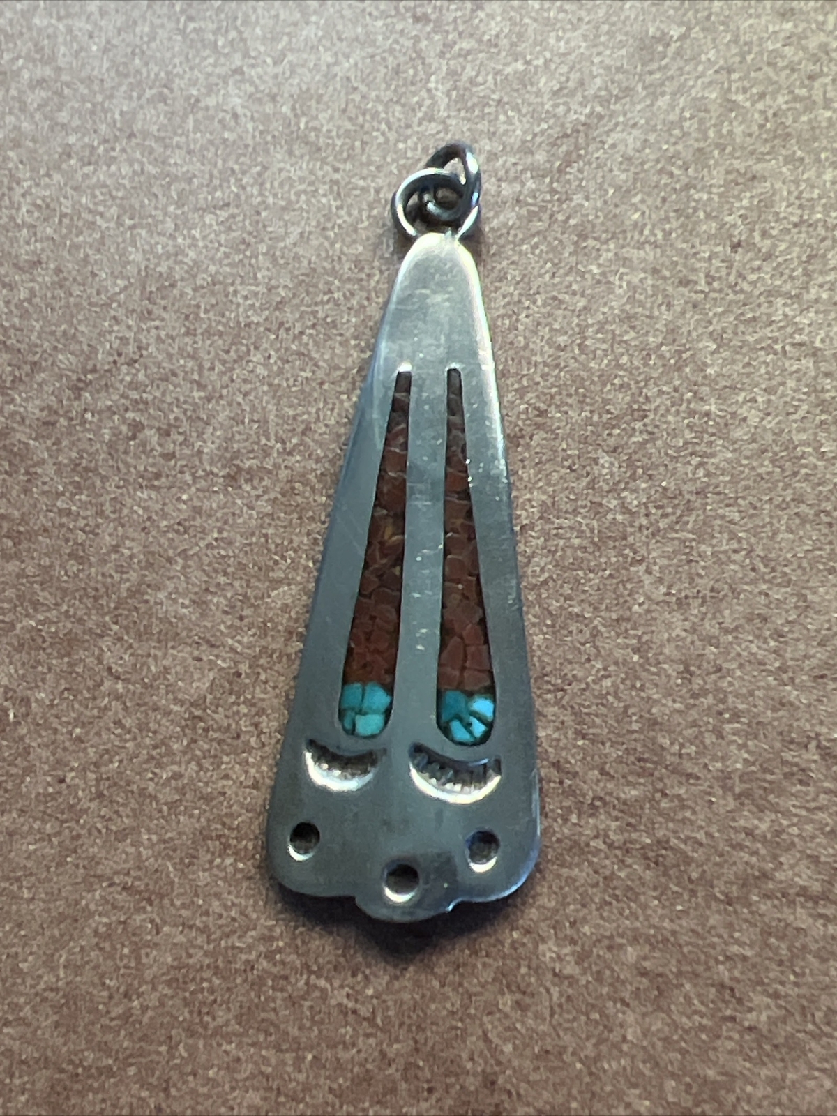 VTG NAVAJO WILLIAM SINGER SILVER PENDANT with Inlay T… - Gem