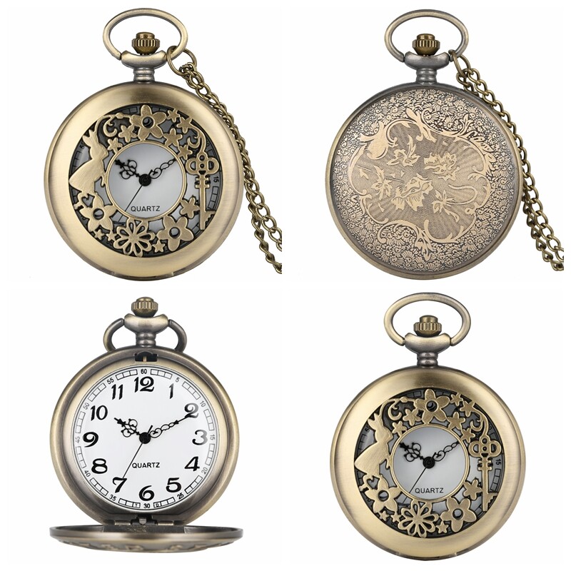 Steampunk Quartz Analog Pocket Watch with Necklace Chain for Women Men ...