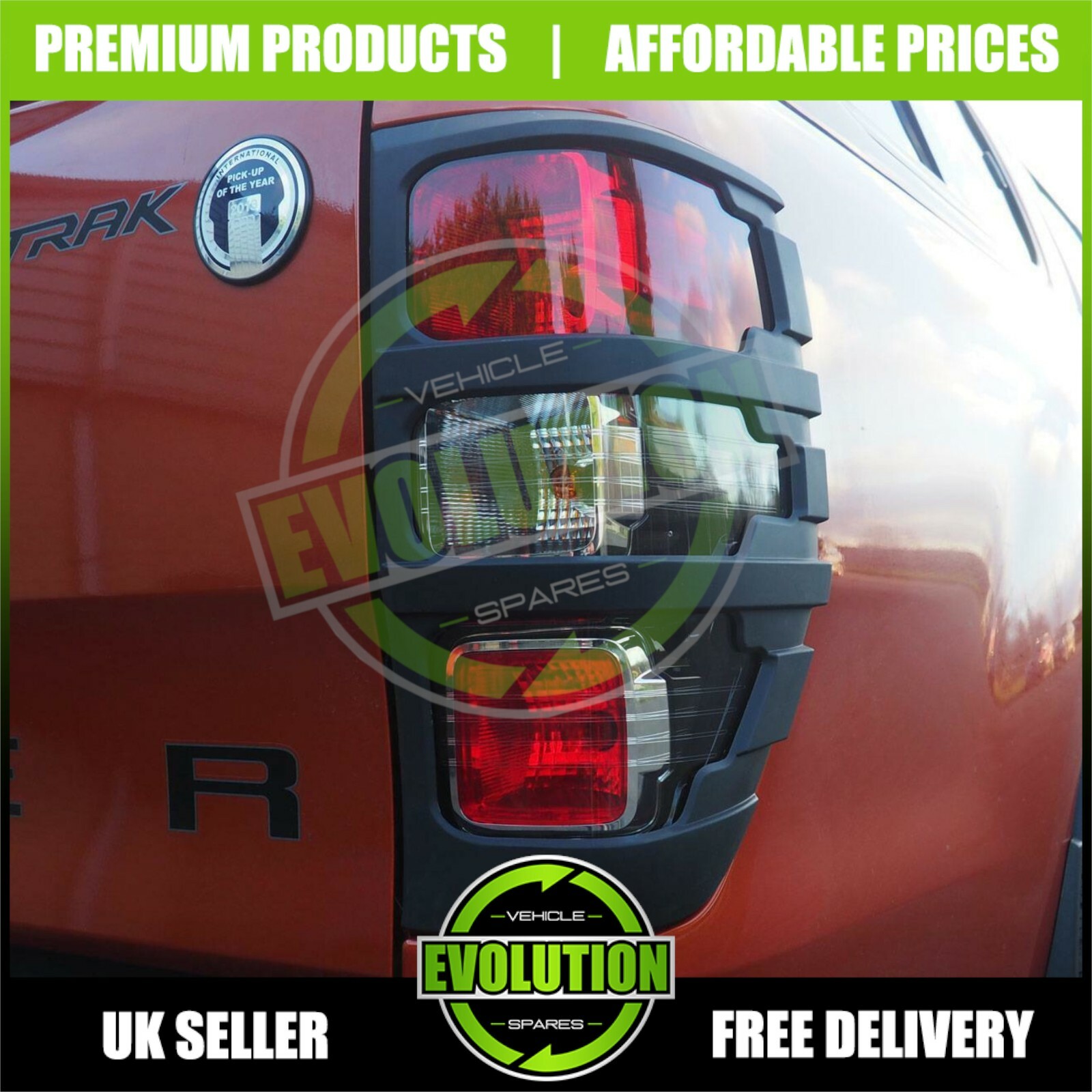 TO FIT Ford Ranger 15+ BLACK rear back light Cover Trims surround ...