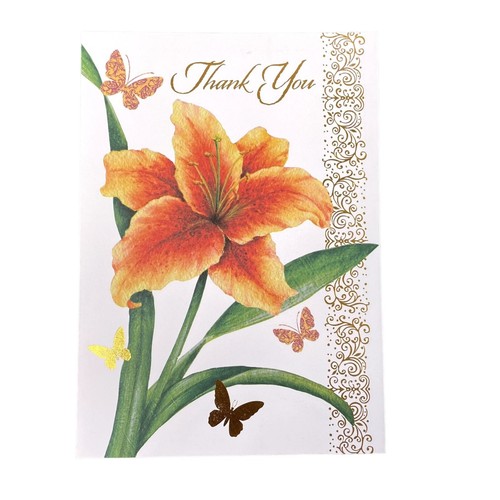 Lilly Thank You Card Gold Foil Outline u Envelope Included A7 Greeting ...