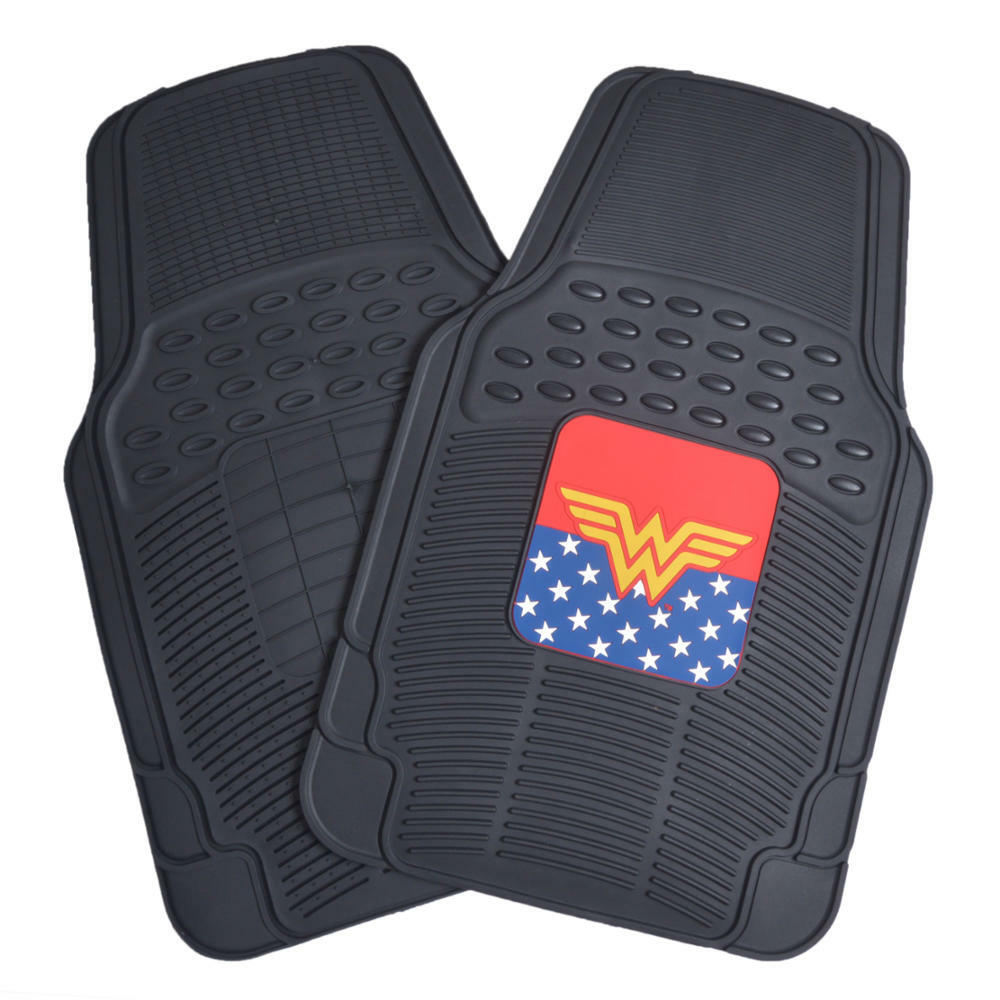 Gift Set Wonder Woman Car Floor Mat and Steering Wheel Cover Standard ...