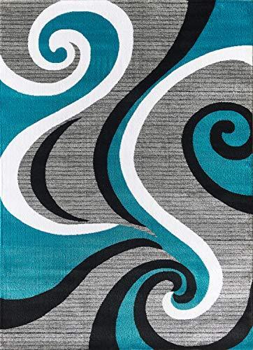 Glory Rugs Modern Area Rug 5x7 Turquoise Swirls Carpet Bedroom Living ...