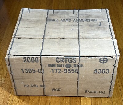 Vintage Sturm Ruger Small Arms Ammo Sealed Wooden Crate with Metal ...
