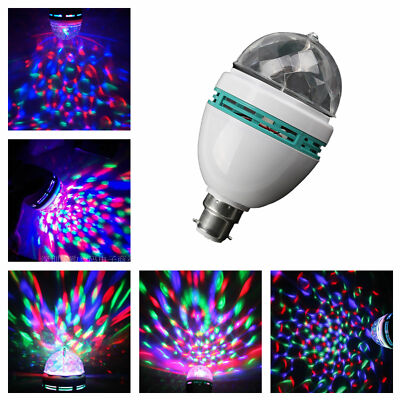 LED Multi Coloured Rotating Disco Light Bulb Projector Bayonet Party ...