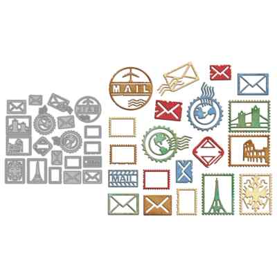 Mail Envelopes Postage Stamps Metal Cutting Dies Scrapbooking Card ...
