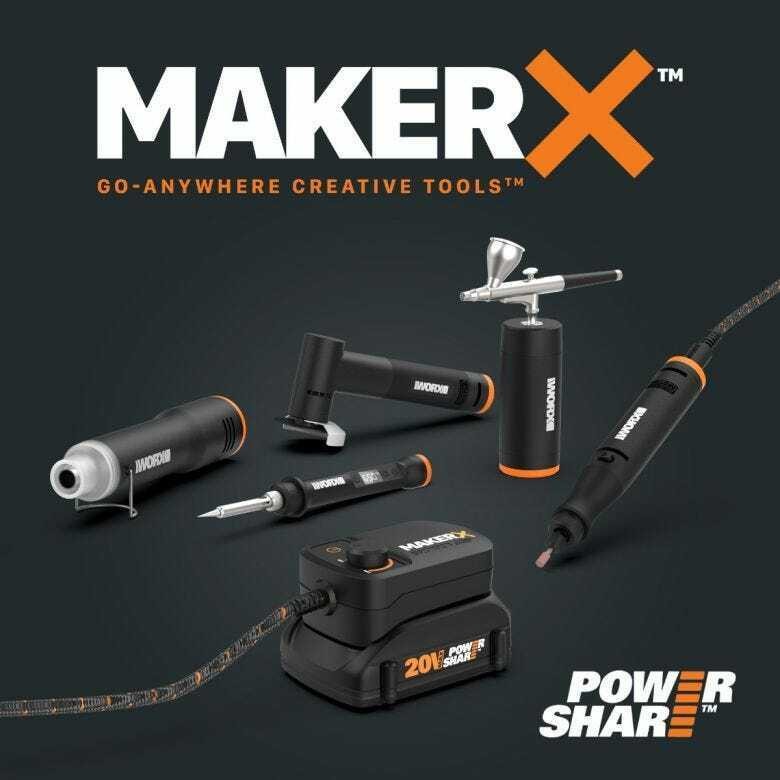 WX992L Worx 20V (2) PC MAKERX Combo: Rotary Tool + Air Brush Certified ...