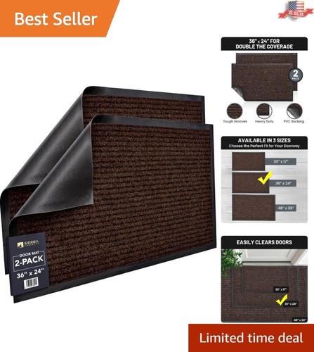 Stylish Ribbed Doormat Set 36" x 24" - High-Quality Indoor & Outdoor ...