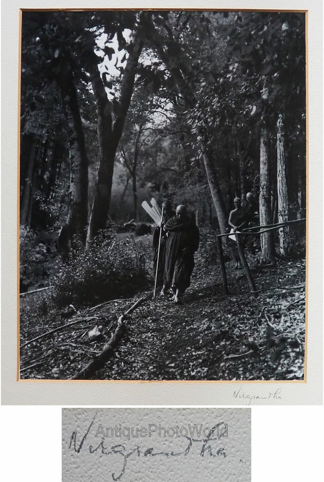 Nirgrantha Buddhist monks on wooded path vintage art photo Japan | eBay